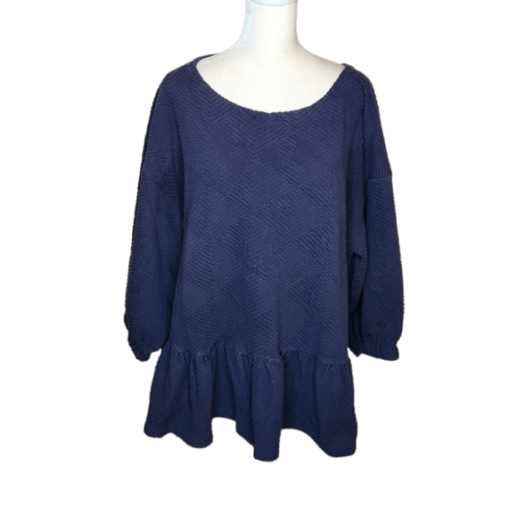 Maeve | Tops | Maeve By Anthropologie Mikayla Peplum Navy Textured Top ...